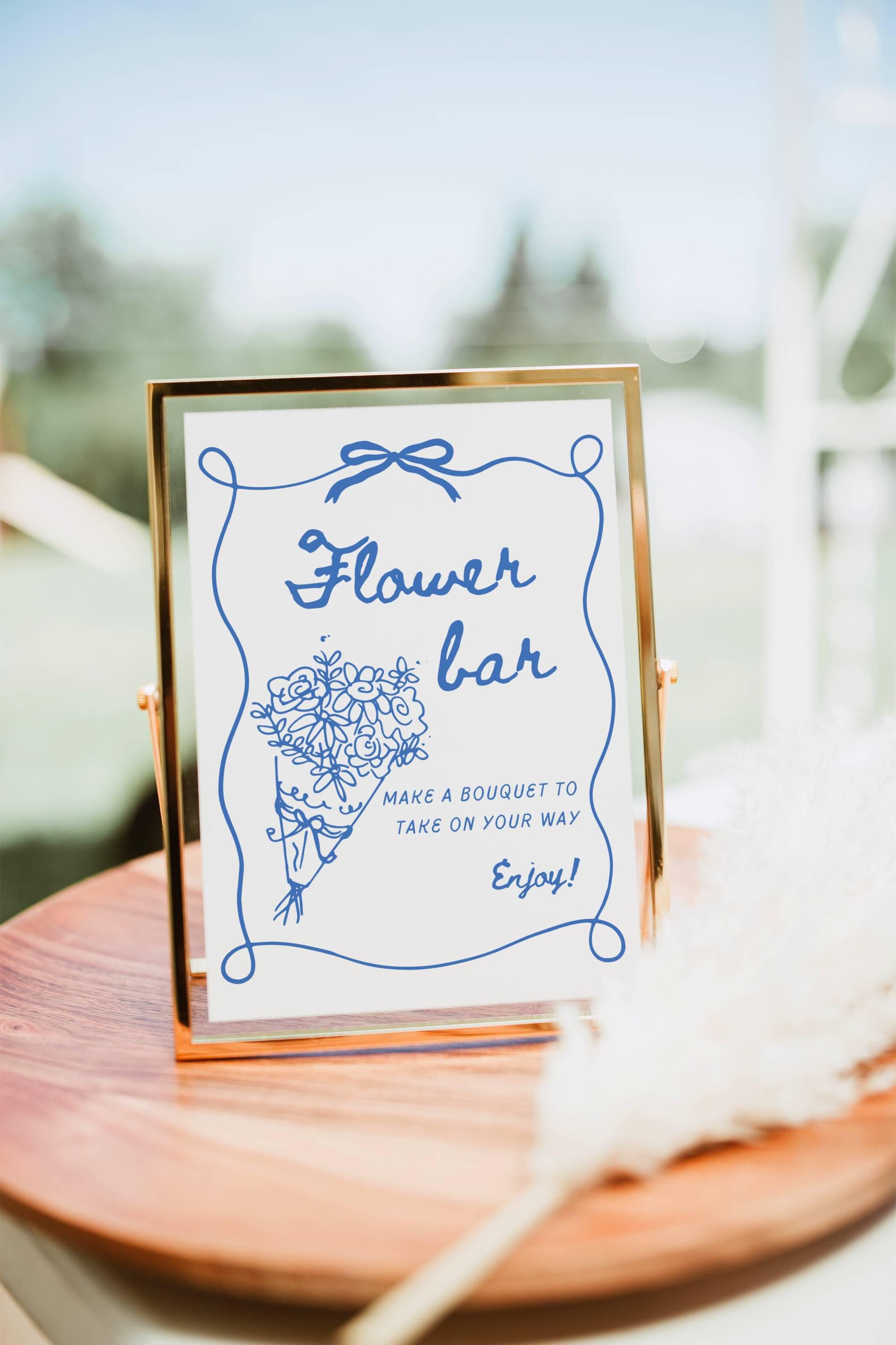 Flower Bar Sign, Wildflower Bouquet Bar Print Template, Floral Bridal ...