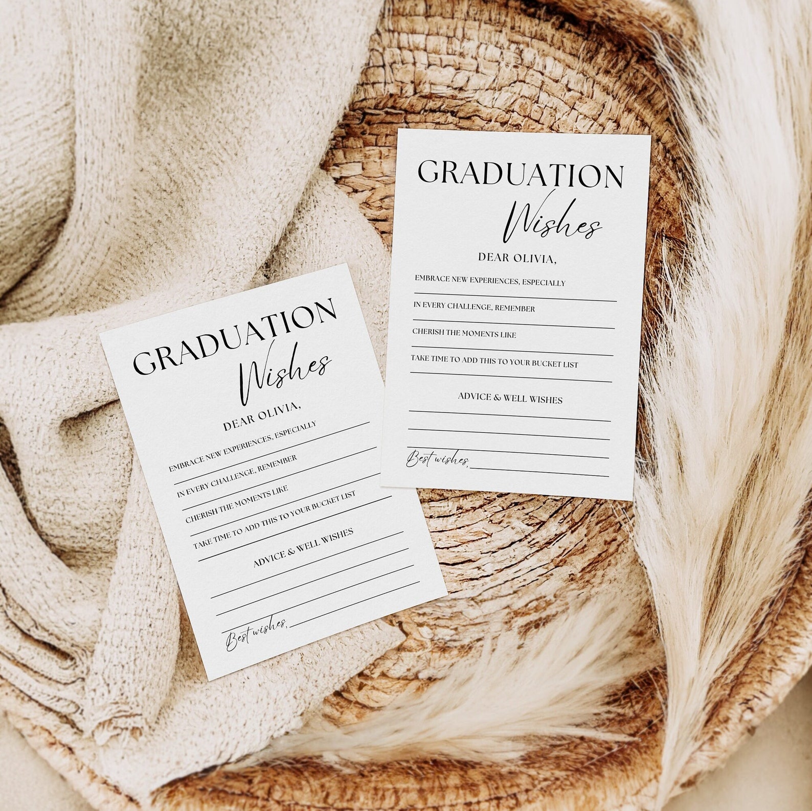 Graduation Advice and Wishes Card Template, Modern Grad Party Words of ...