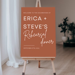 Terracotta Wedding Rehearsal Dinner Welcome Sign, the Night Before ...