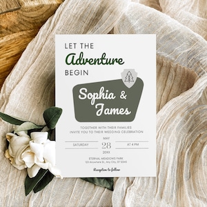 National Park Wedding Invitation Suite Template, Mountain Wedding ...