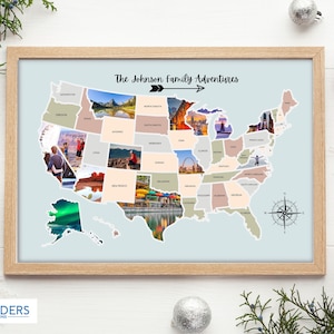US Photo Map, Digital 50 State Picture Adventure Map, Unique USA Travel ...
