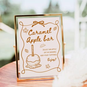 Caramel Apple Bar Sign, Fall Apple Bar Print, Candy Apple Bar Menu ...