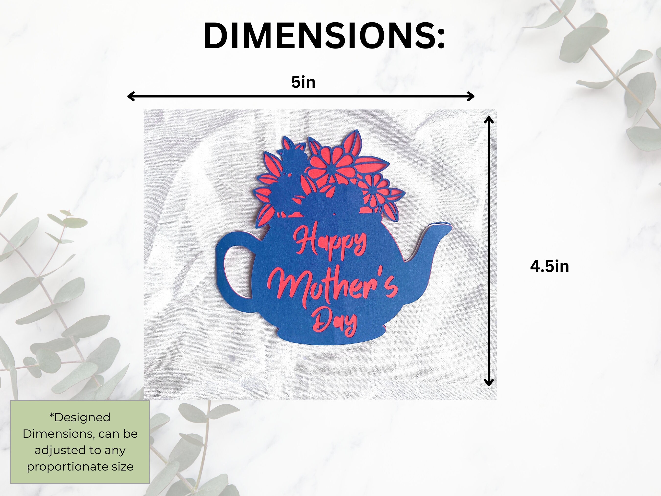 Teapot Mother's Day Card With Flowers Template Floral - Etsy