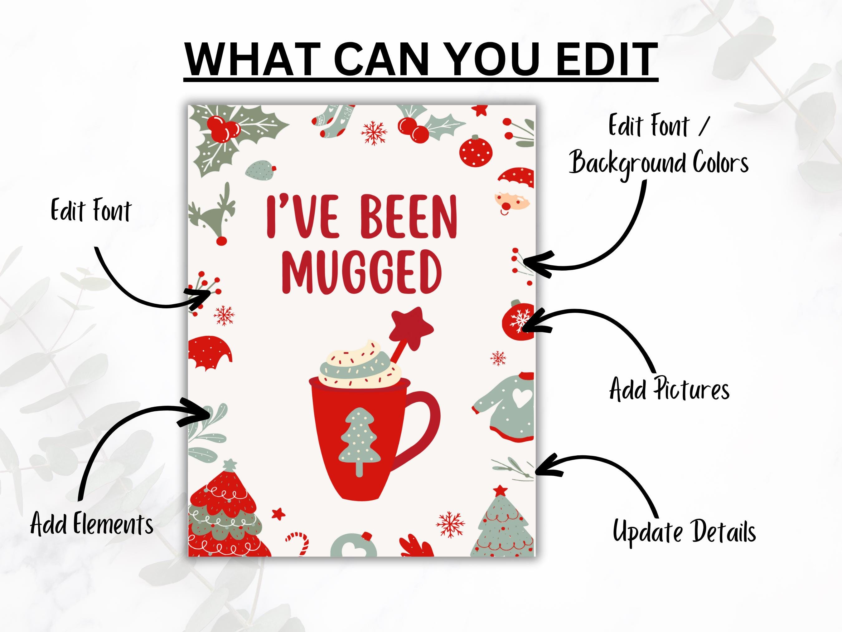 You've Been Mugged Printable, We've Been Mugged Christmas Game, Mug ...