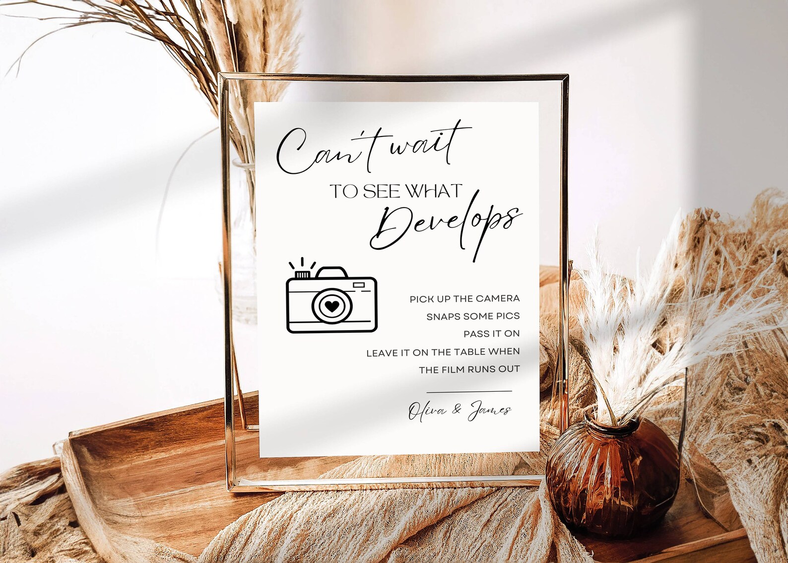 Disposable Camera Sign, Minimalist Wedding Sign, Can't Wait to See What ...