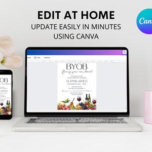 Charcuterie Board Party Invitation Template, BYOB Board Wine and Cheese ...