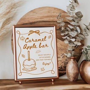 Caramel Apple Bar Sign, Fall Apple Bar Print, Candy Apple Bar Menu ...