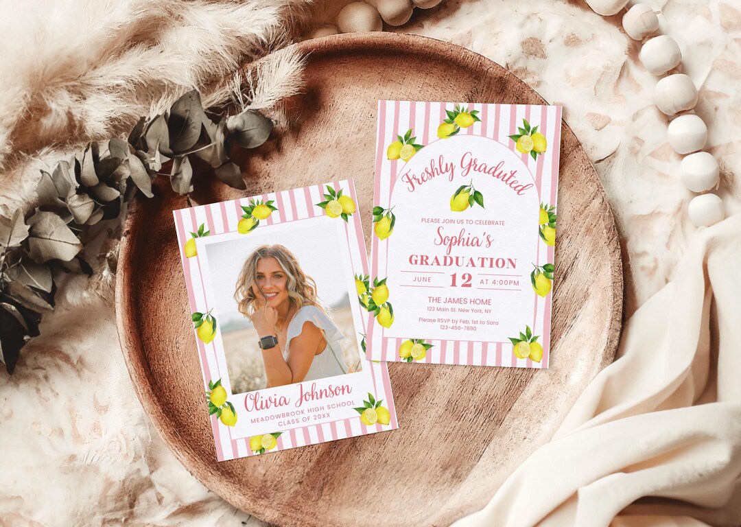 Freshly Graduated Invitation Template, Lemon Senior Graduate ...
