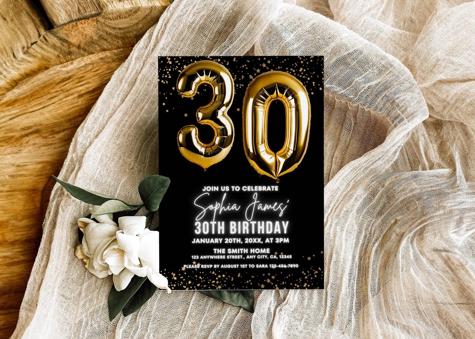 30th Birthday Party Invitation Template, Thirty Birthday Dinner Invite ...