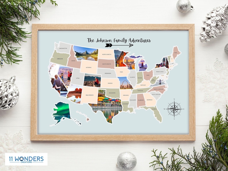 50 States Photo Map USA Picture Bucket List in Canva - Etsy