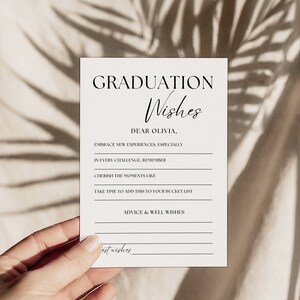 Graduation Advice and Wishes Card Template, Modern Grad Party Words of ...