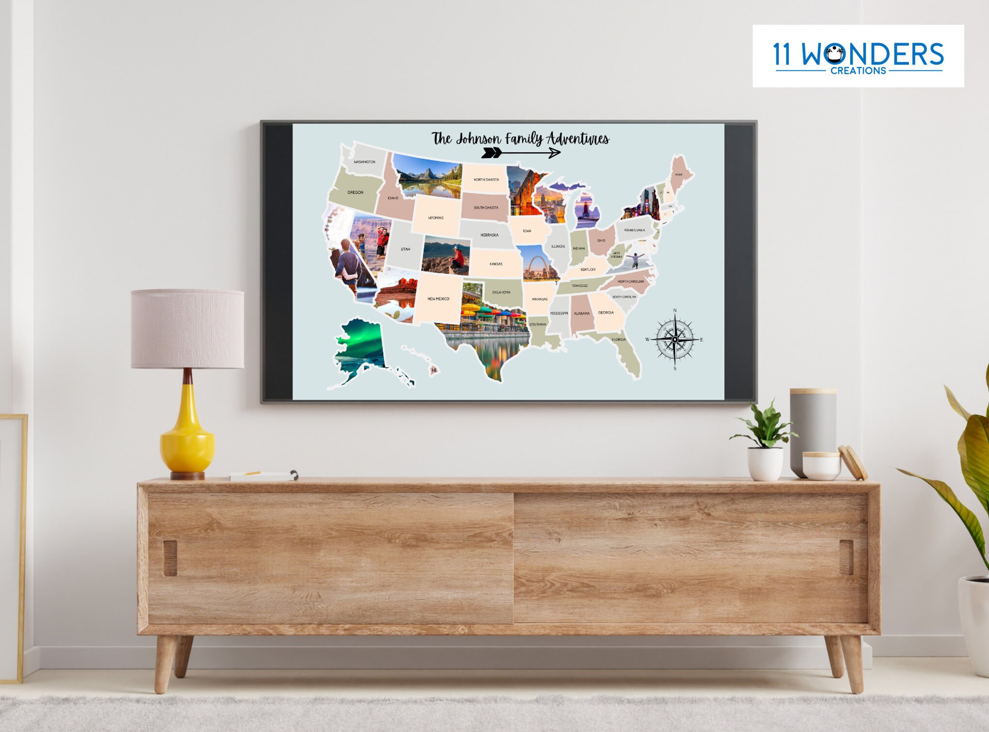 50 States Photo Map USA Picture Bucket List in Canva Personalized World ...