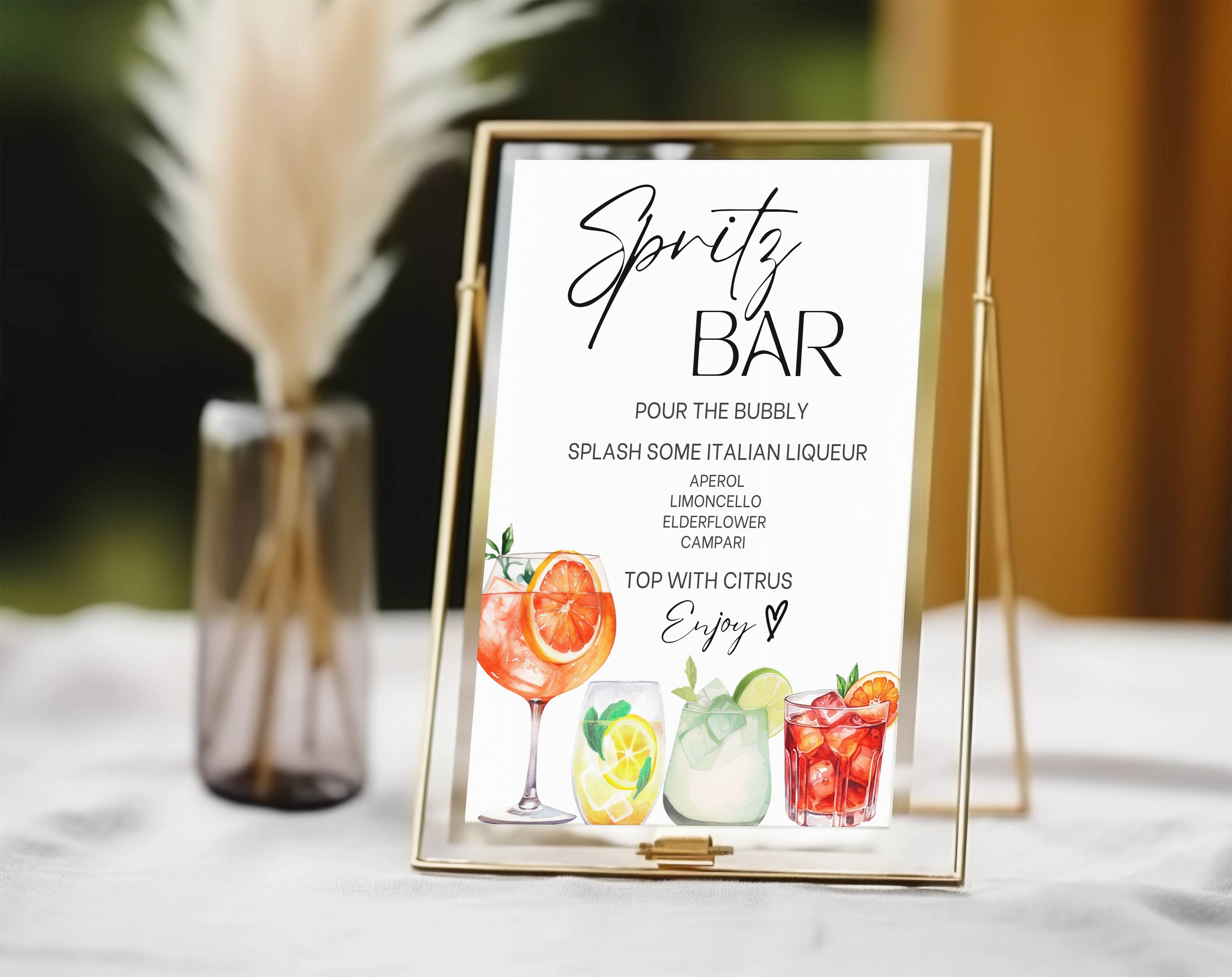 Aperol Spritz Bar Sign, Spritz Bar Cocktail Print, Hugo Limoncello ...