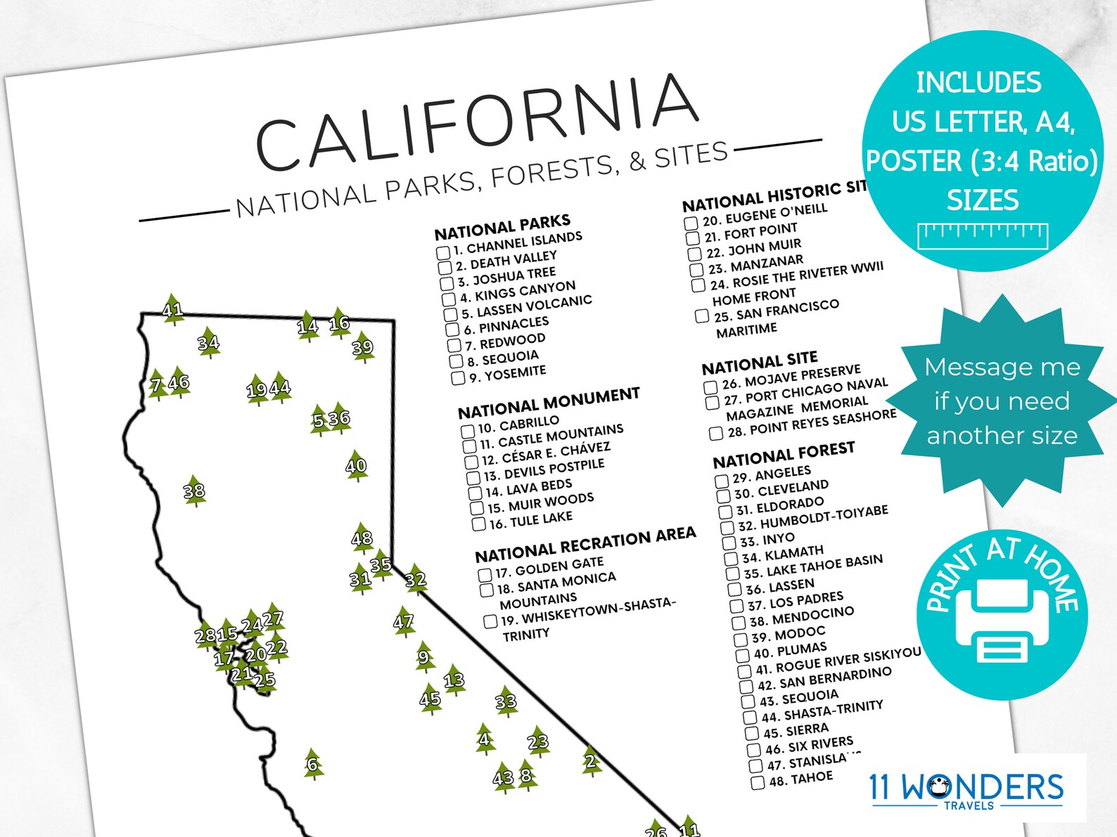 CA National Park and National Forest Map State National Parks - Etsy
