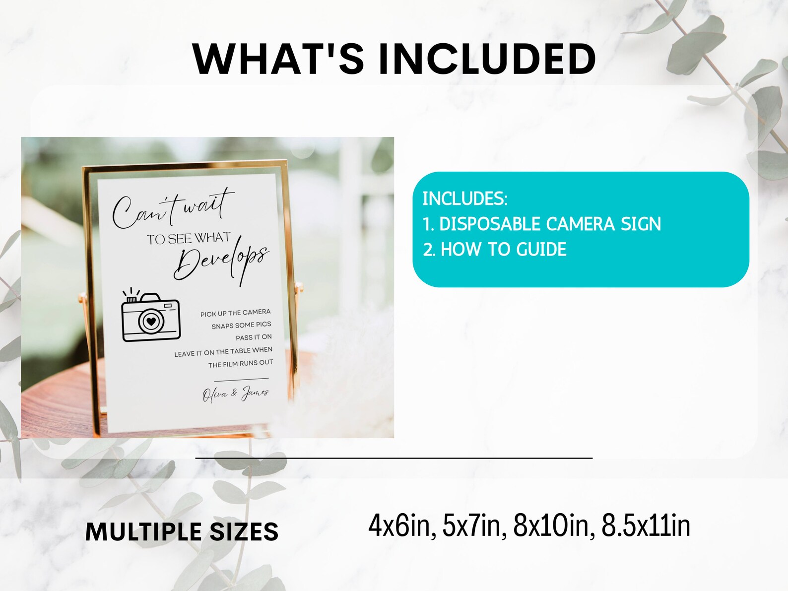 Disposable Camera Sign, Minimalist Wedding Sign, Can't Wait to See What ...