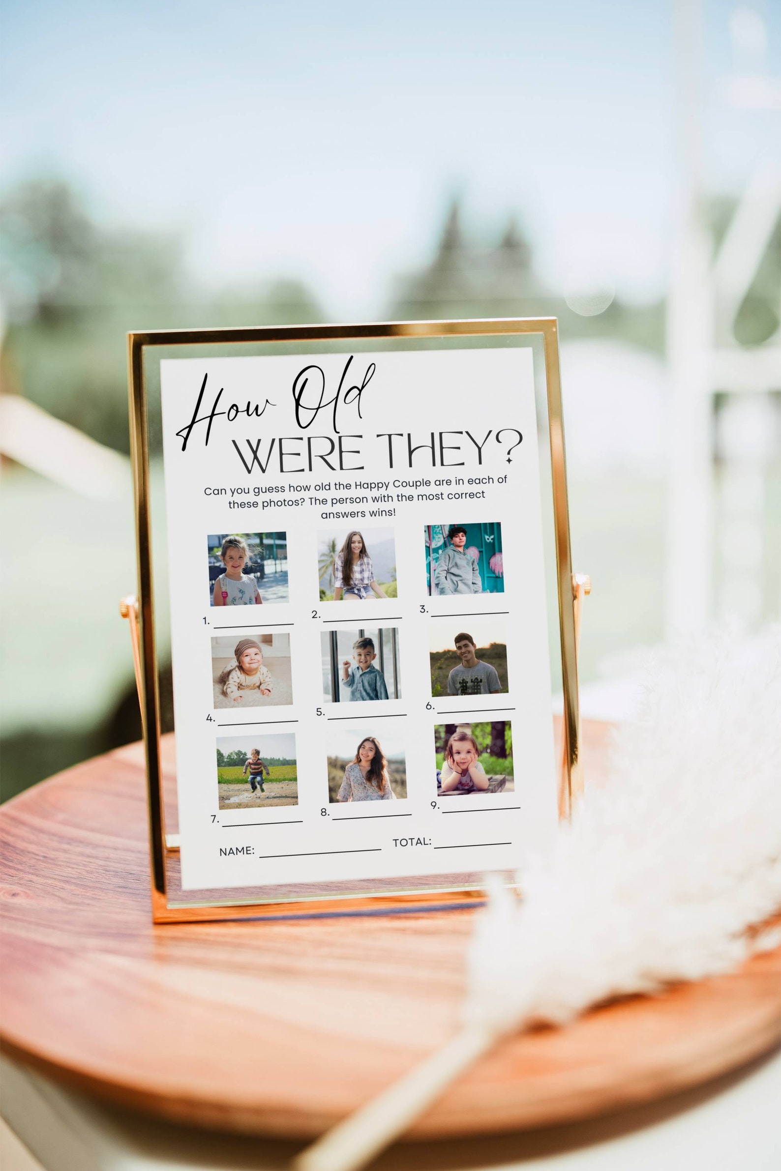 How Old Were They Bridal Game, Modern Minimalist Photo Guessing Game ...
