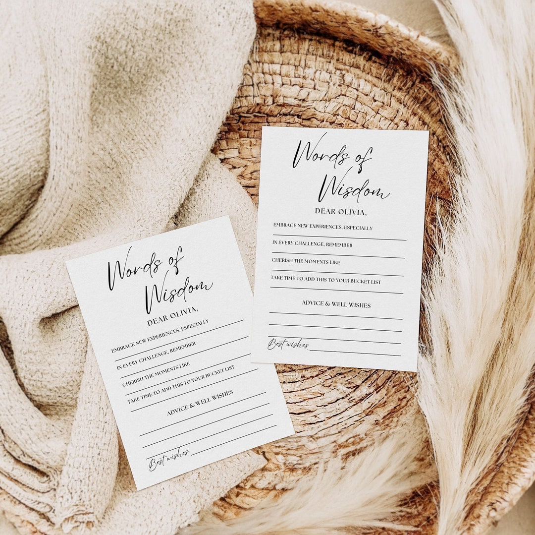 Graduation Advice and Wishes Card Template, Modern Grad Party Words of ...