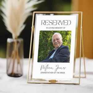 Reserved in Memory Sign Template, Wedding Memorial Sign Template, in ...