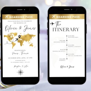 Boarding Pass Wedding Invitation Suite Electronic Template, Animated ...