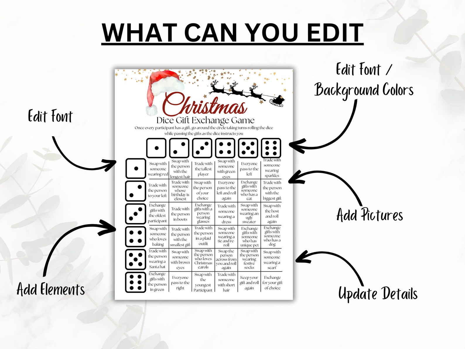 Christmas Gift Exchange Dice Game, Christmas Printable Game, Coworker ...