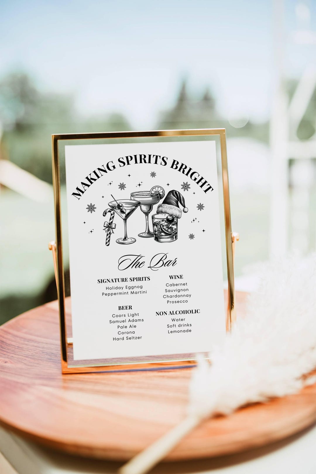 Christmas Bar Menu Sign Template, Signature Drink Sign Template ...