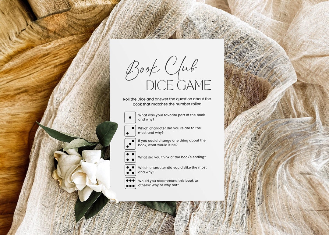 Book Club Dice Game, Reading Group Discussion Cards, Book Club Activity ...