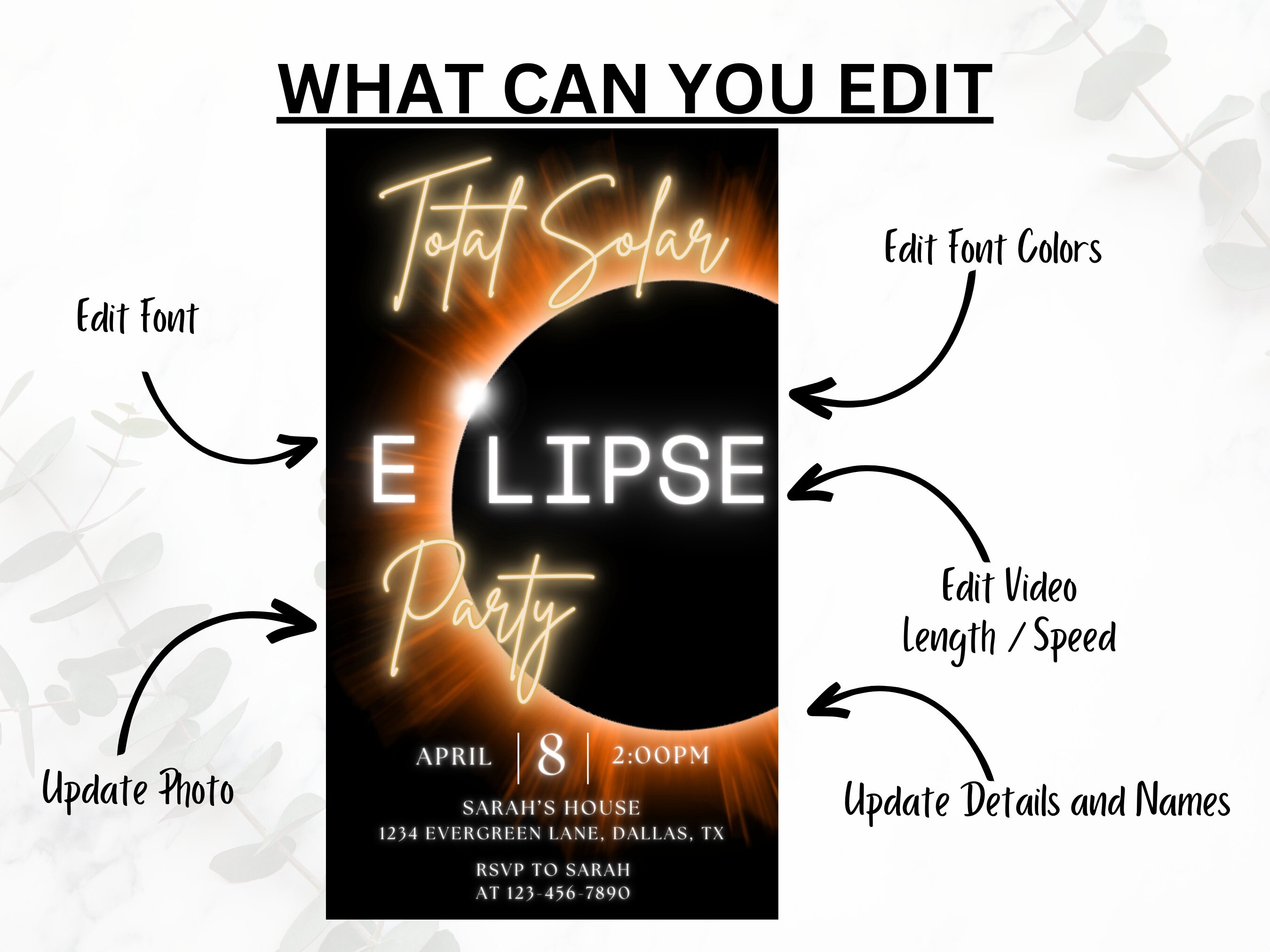 2024 Total Solar Eclipse Party Invitation, Digital Eclipse Viewing ...