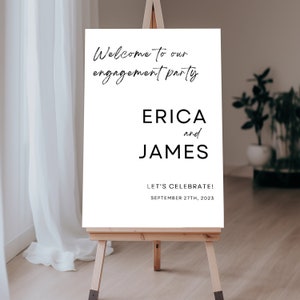 Engagement Party Sign, Engagement Welcome Sign, Minimalist Engaged Sign ...