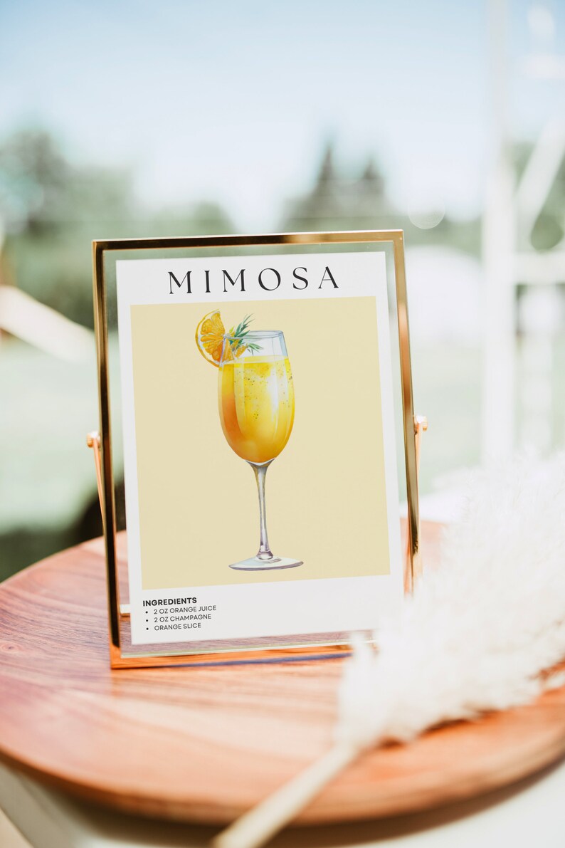 Mimosa Bar Sign, Modern Mimosa Cocktail Print, Mimosa Sign, Brunch ...