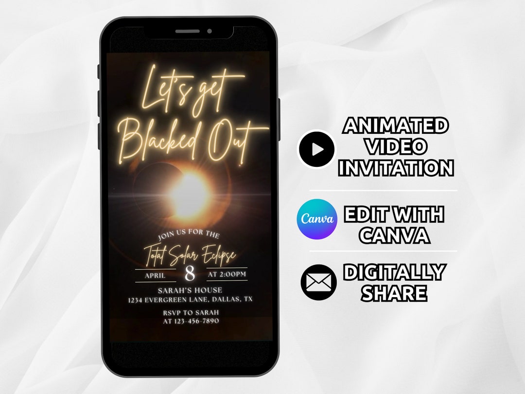 2024 Total Solar Eclipse Party Invitation, Digital Eclipse Viewing ...