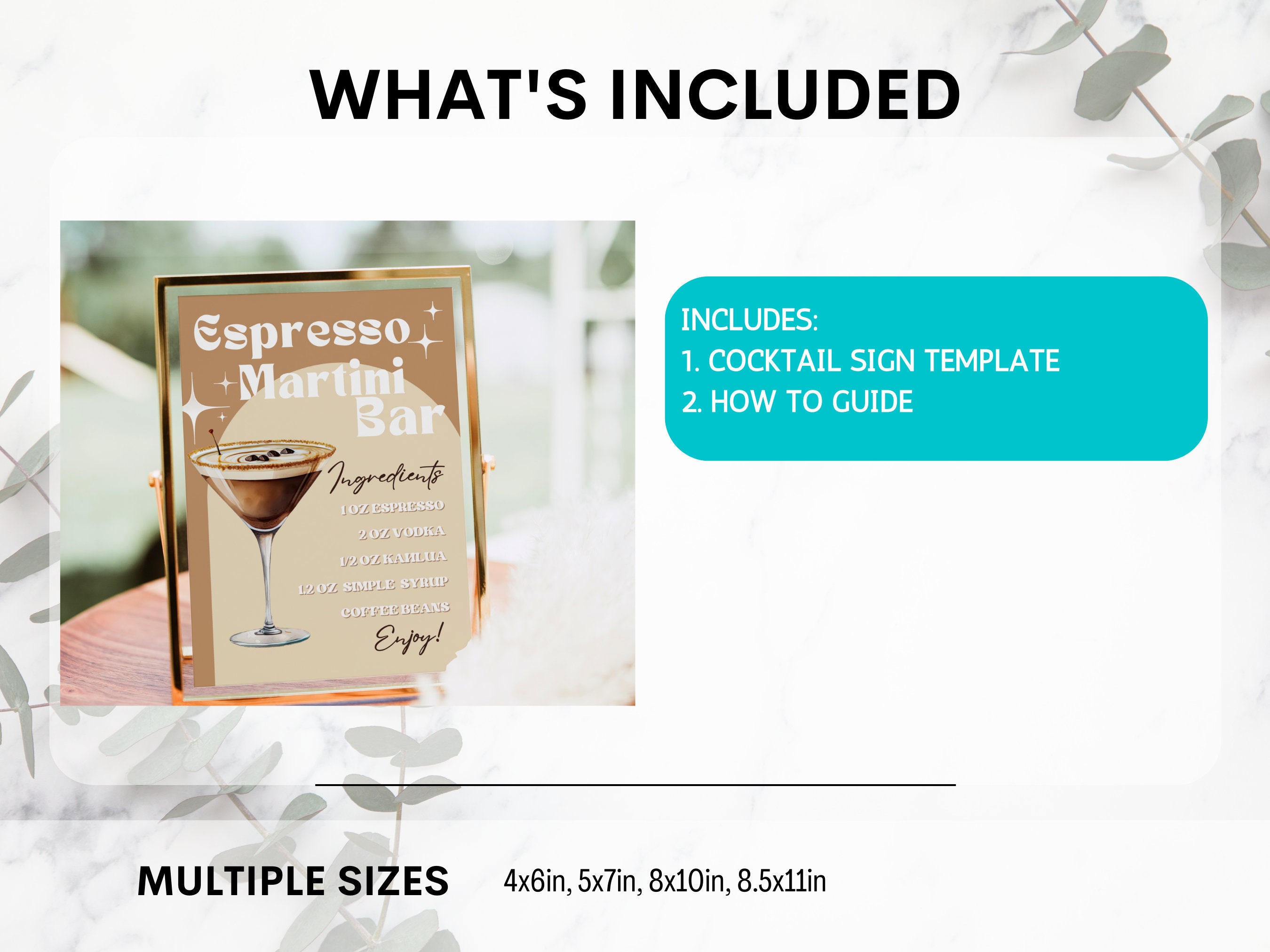 Espresso Martini Bar Sign, Espresso Martini Cocktail Print, Signature ...