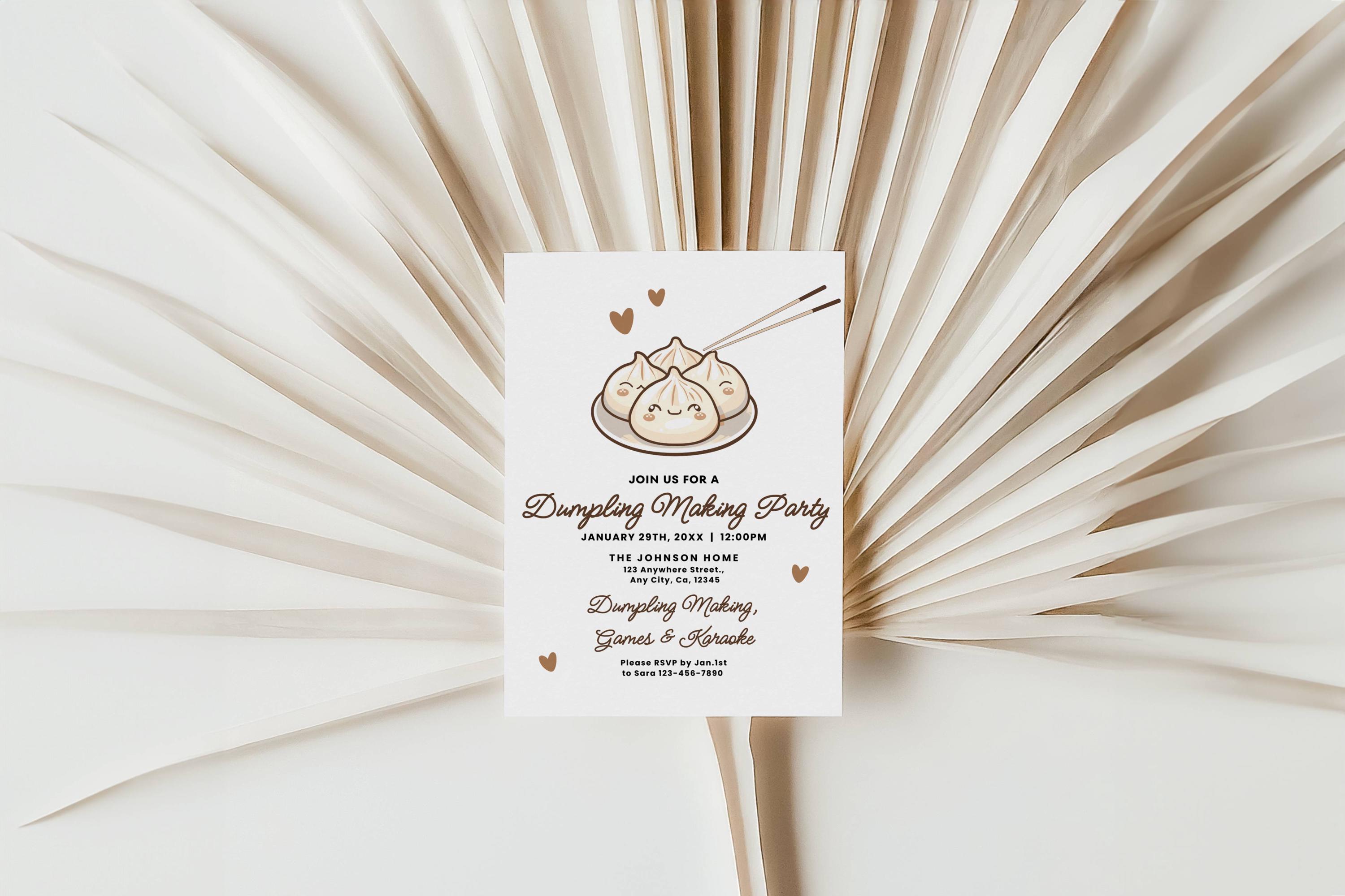 Dumpling Making Party Invite Template, Dumpling Party Invitation, Dim ...