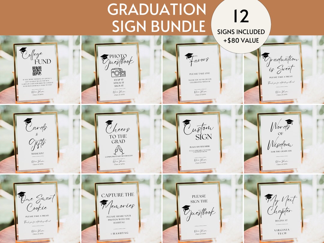 Graduation Party Sign Bundle Template, Graduation Table Signs, Grad ...
