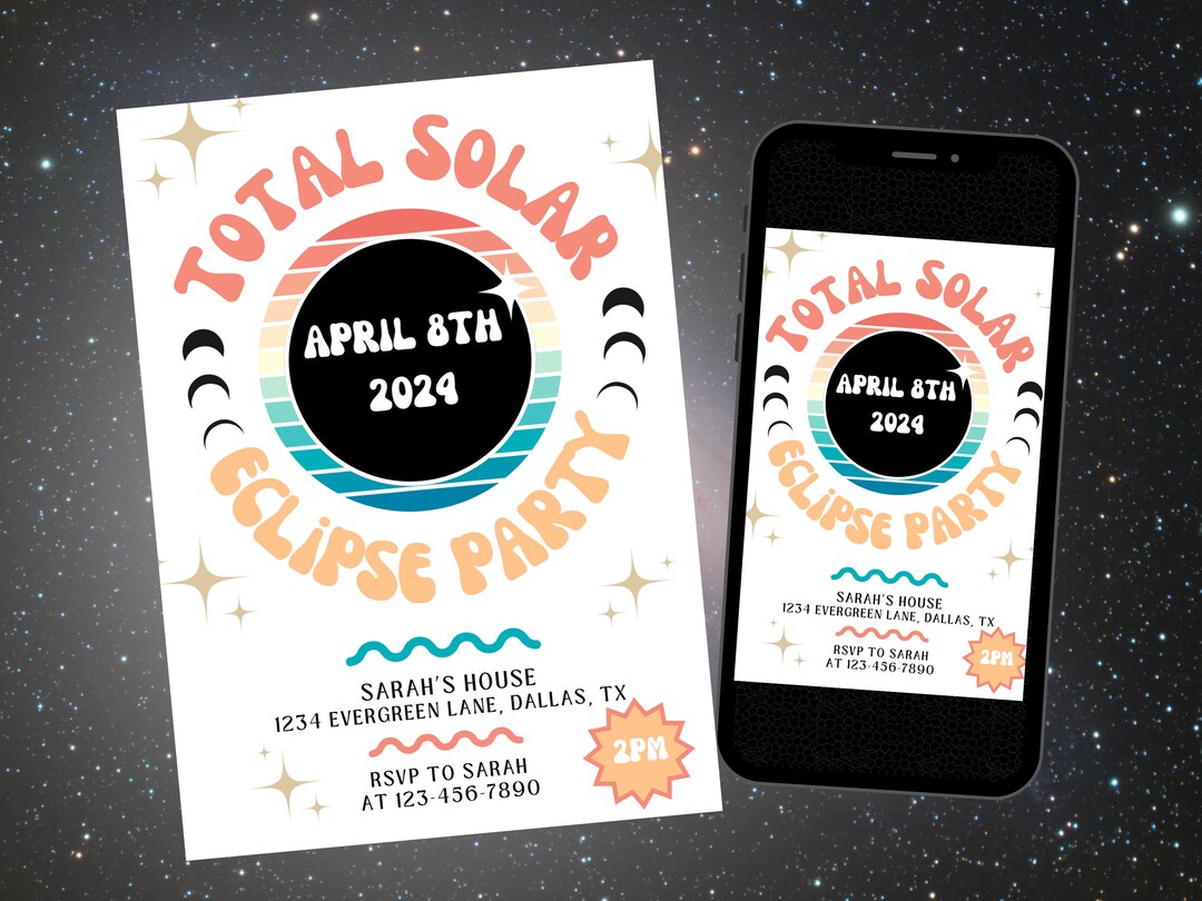 Total Solar Eclipse Party Invitation, Printable Eclipse Viewing Party ...