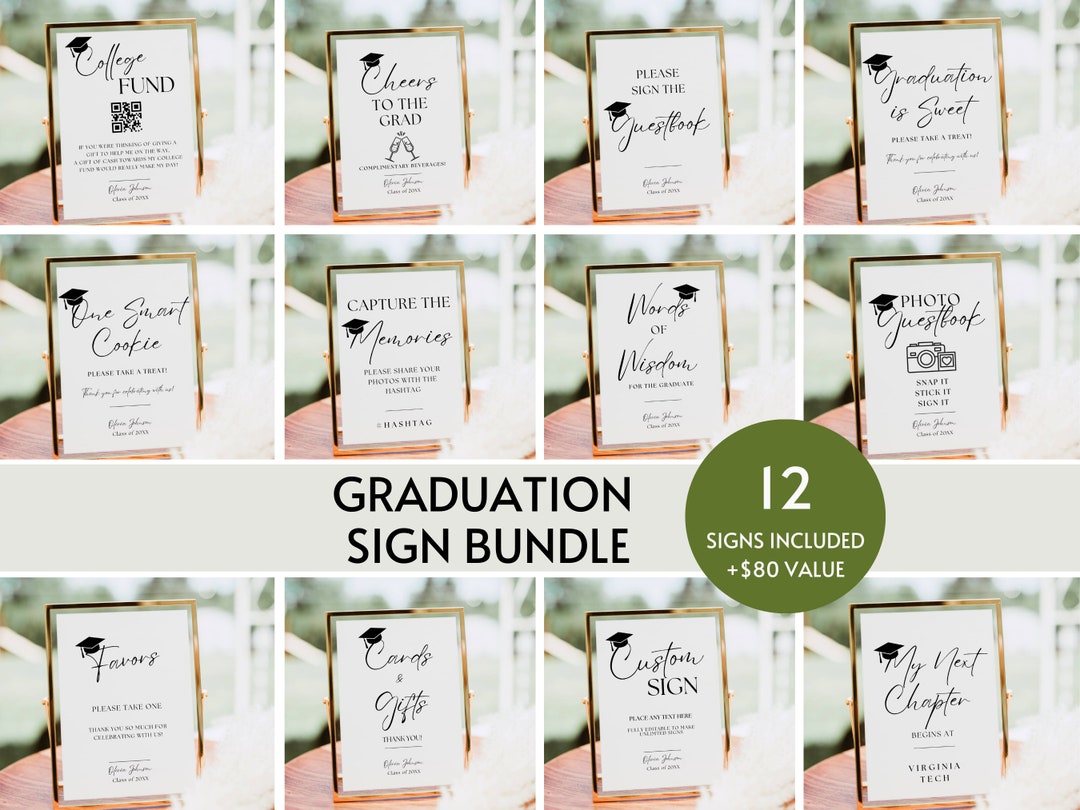 Graduation Party Sign Bundle Template, Graduation Table Signs, Grad ...