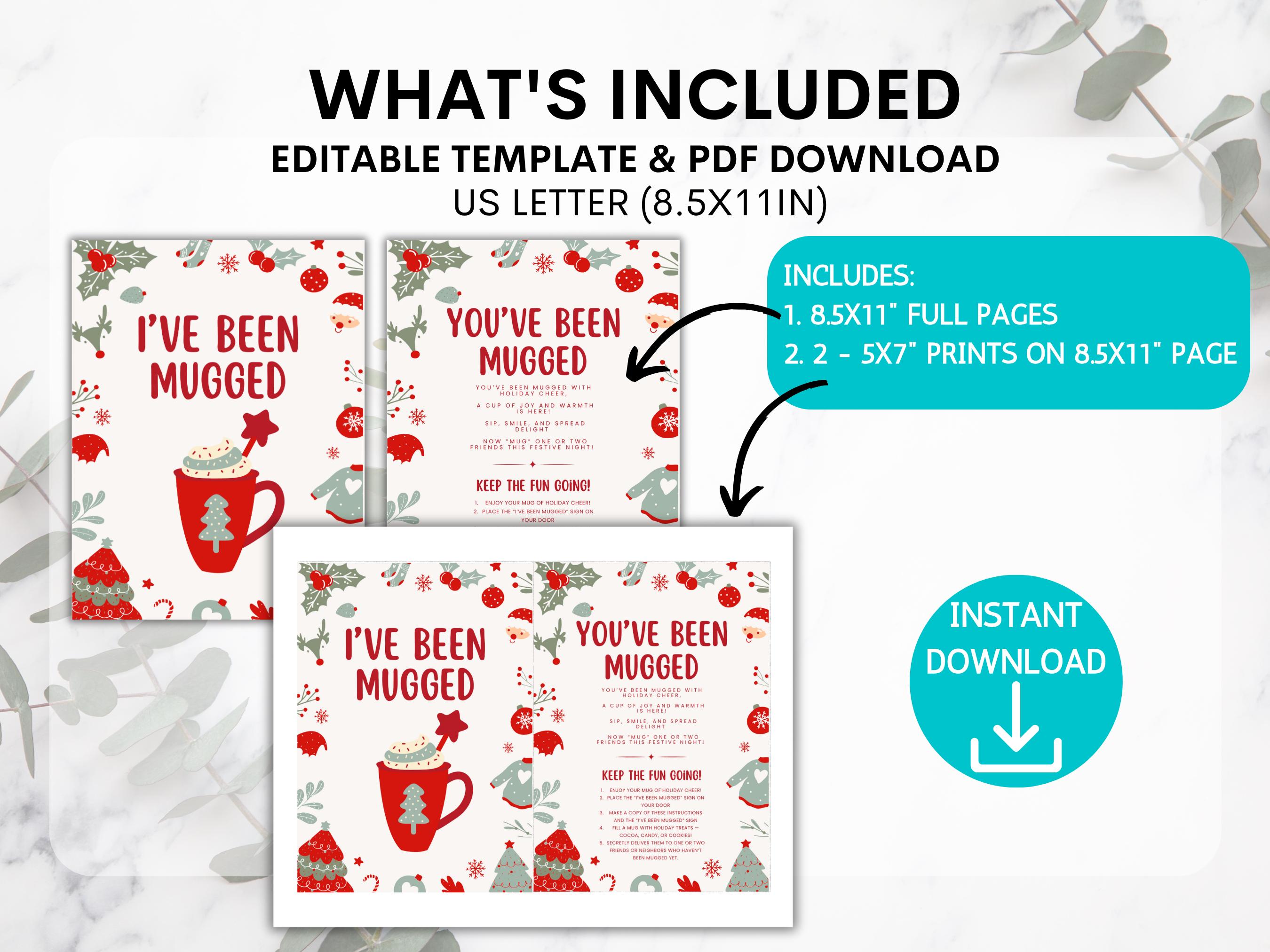 You've Been Mugged Printable, We've Been Mugged Christmas Game, Mug ...