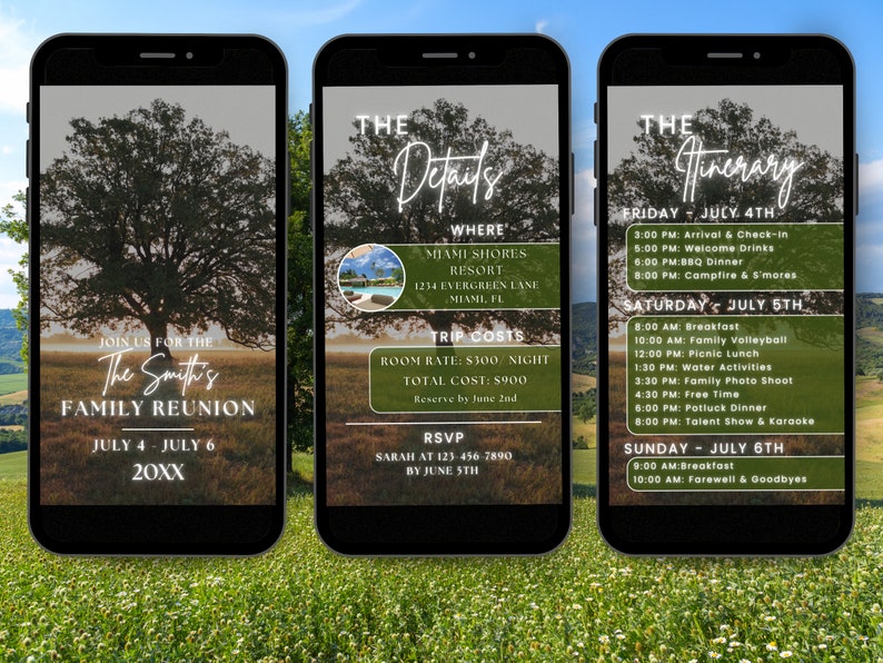 Digital Family Reunion Invitation & Itinerary Template, Family Vacation ...