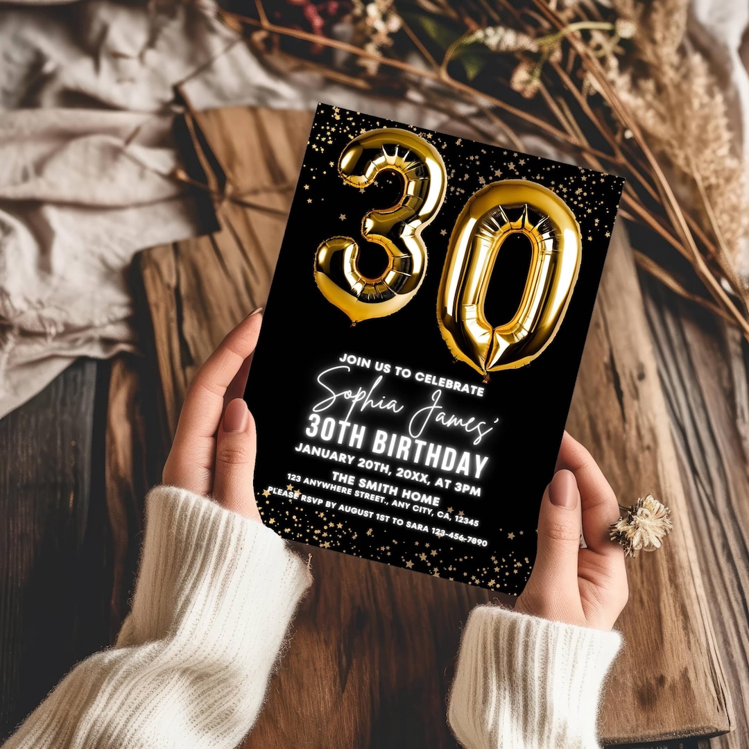30th Birthday Party Invitation Template, Thirty Birthday Dinner Invite ...