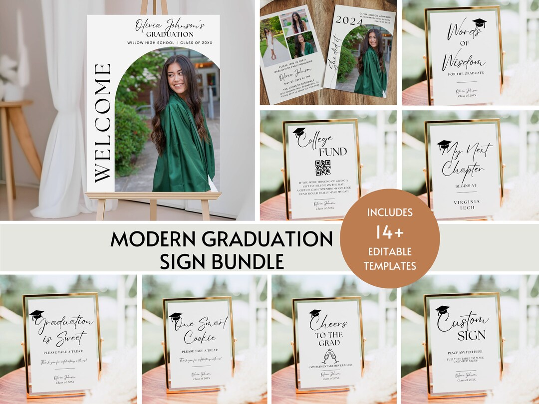 Graduation Party Sign Bundle Template, Graduation Table Signs, Grad ...