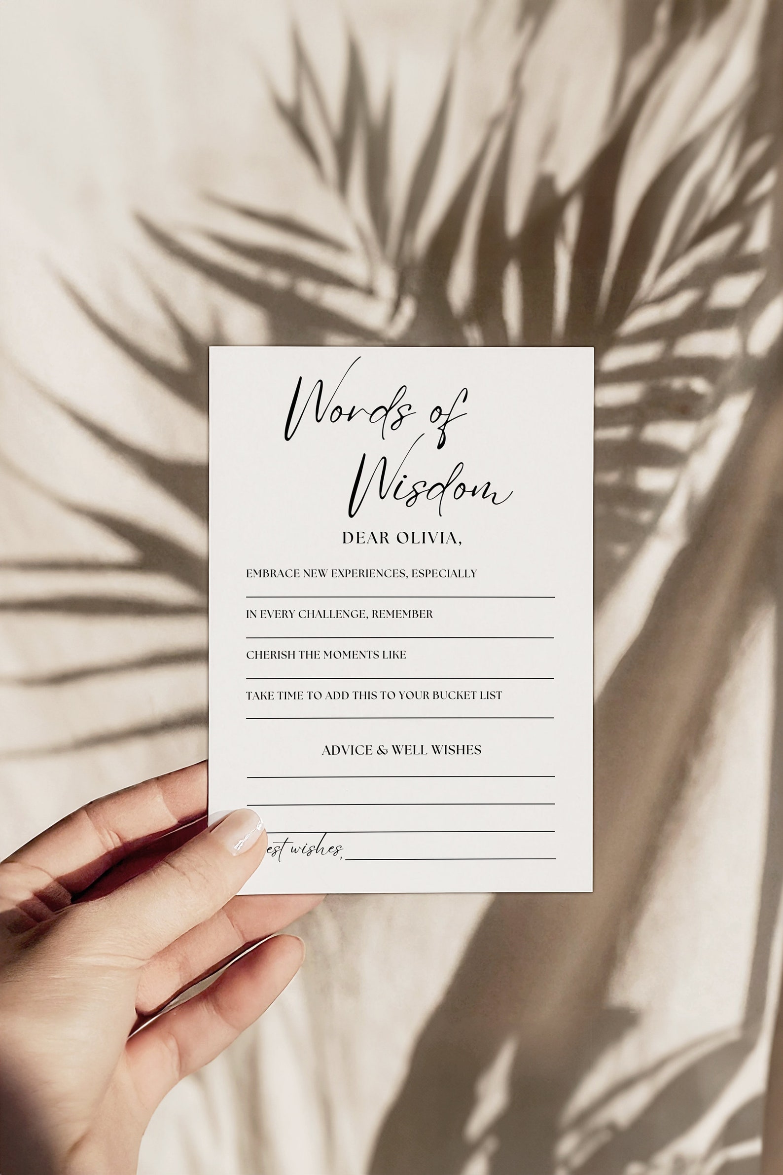 Graduation Advice and Wishes Card Template, Modern Grad Party Words of ...