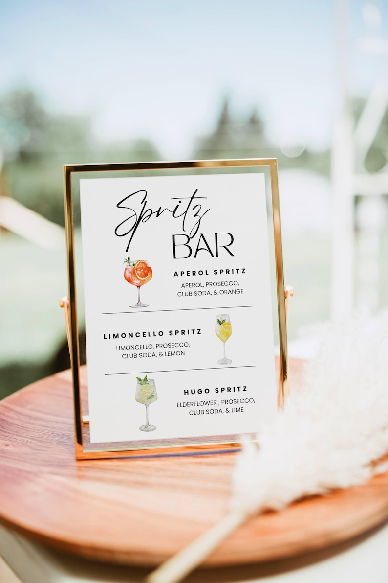 Italian Spritz Bar Sign Template, Editable Canva Menu, Minimalist ...