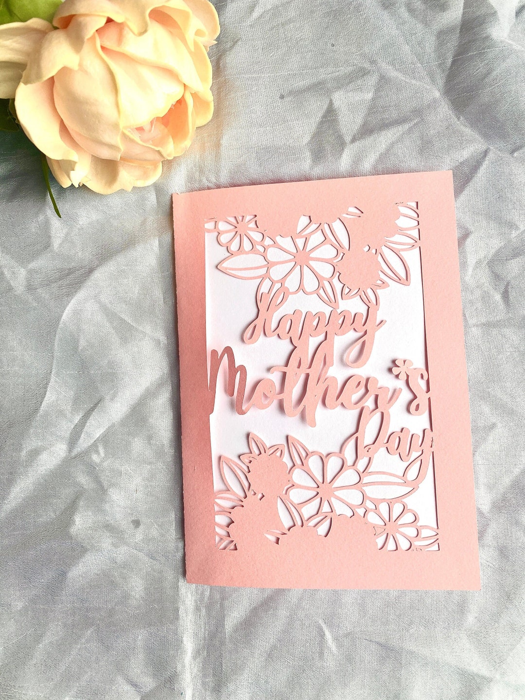 Mother's Day Card With Flowers Template, Floral Card for Mom Cutout ...