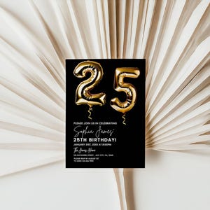 25th Birthday Party Invitation Template, Twenty Fifth Birthday Dinner ...