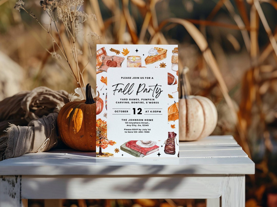 Fall Harvest Party Invitation Template, Fall Fest Invite, Autumn ...