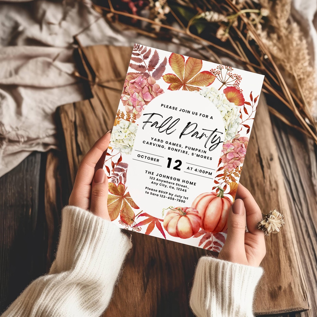 Fall Harvest Party Invitation Template, Fall Fest Invite, Autumn ...