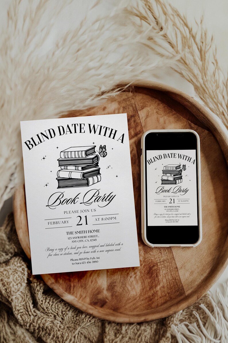 Blind Date With a Book Party Invitation Template, Book Exchange Party ...
