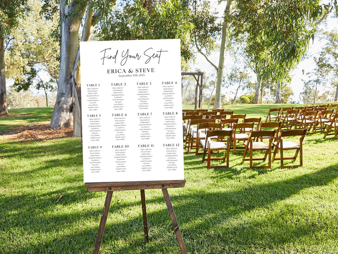 Minimalist Wedding Seating Chart With Table Numbers Bundle, Editable ...