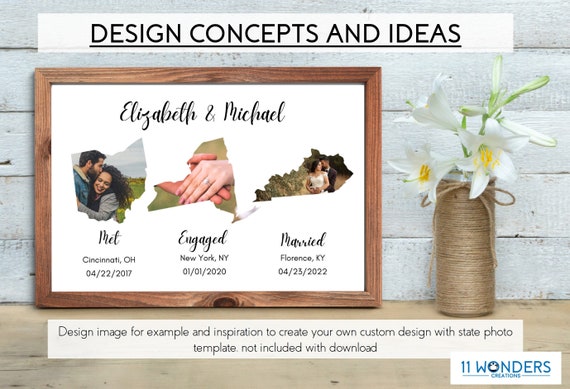 State Shaped Photo Collage Template Digital US States - Etsy