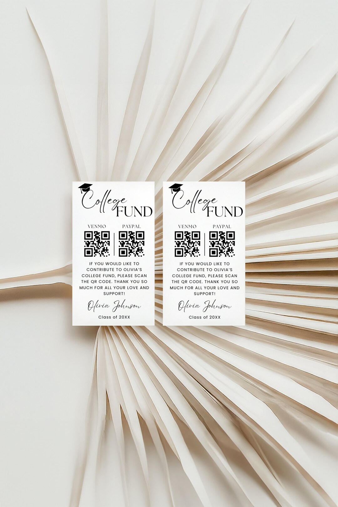 College Fund QR Code Insert Card Template, Modern Minimalist Graduation ...