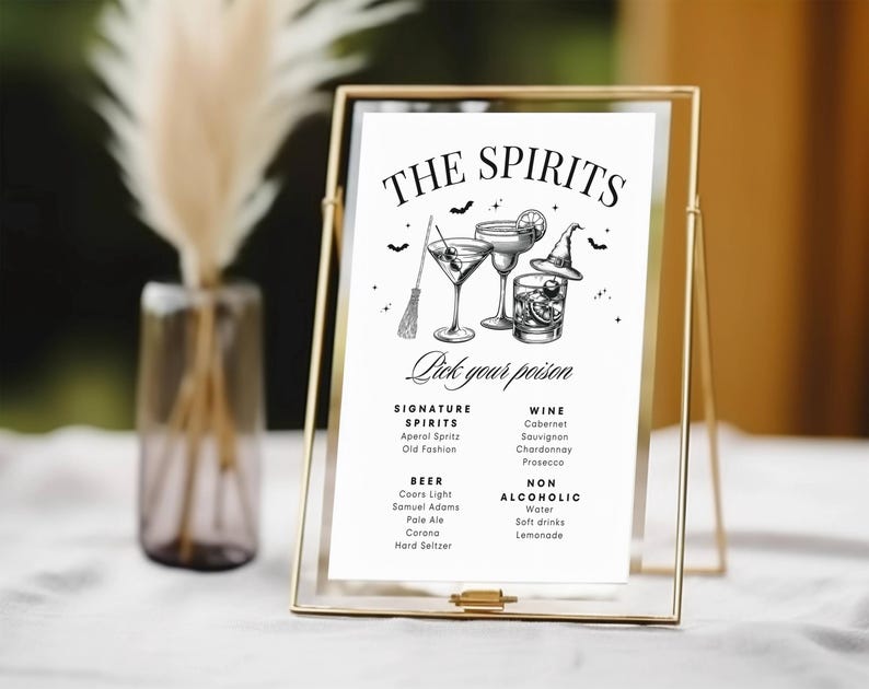 Halloween Bar Sign Template, Signature Drink Bar Menu Template, Fall ...